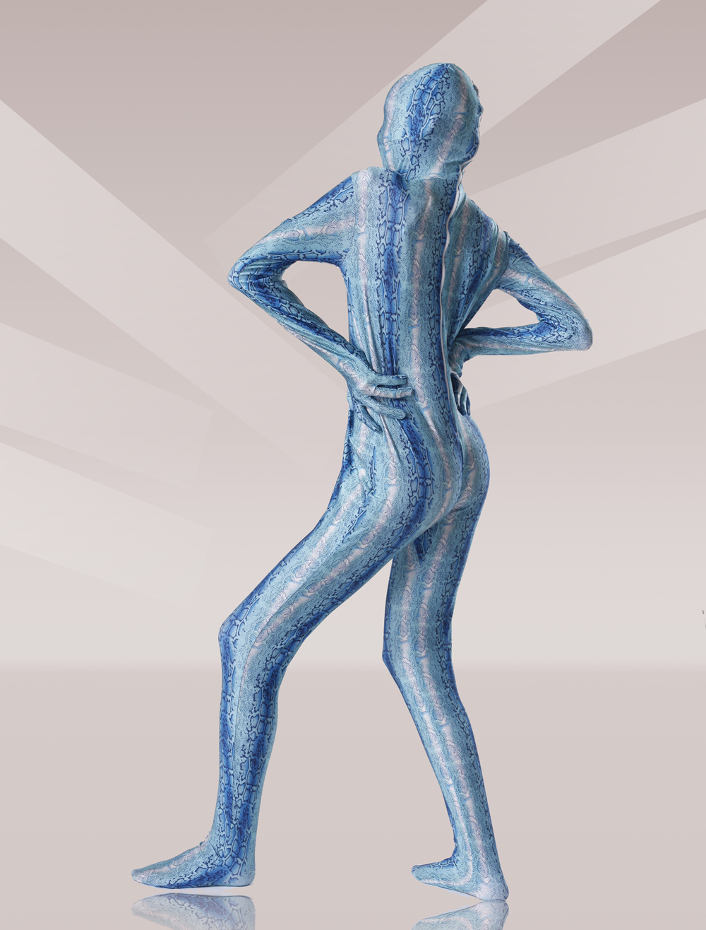 Morph Suit Water Blue Python Print Lycra Spandex Fabric Zentai Suit ...