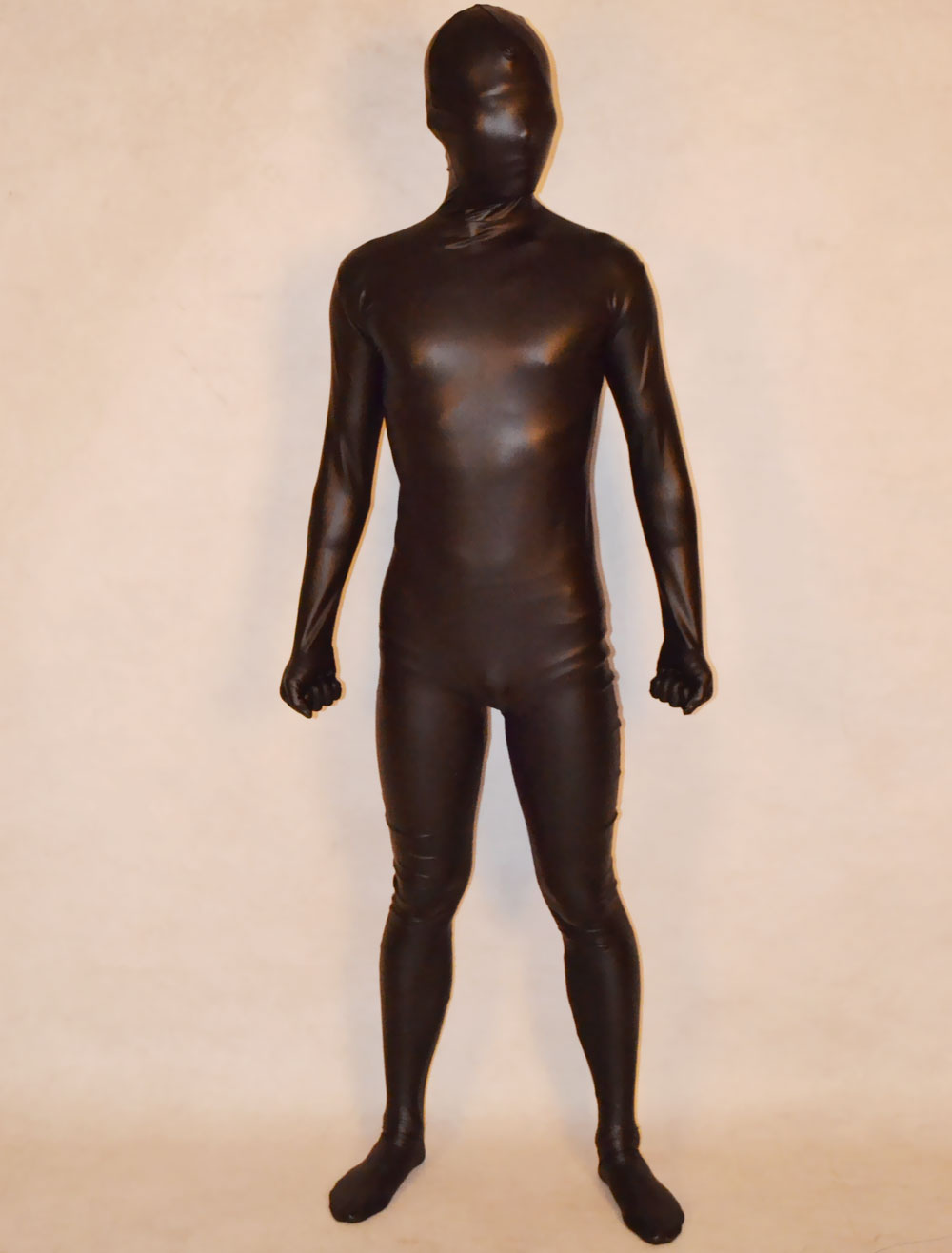 Morph Suit Black Shiny Metallic Fabric Zentai Suit Unisex Full Body ...