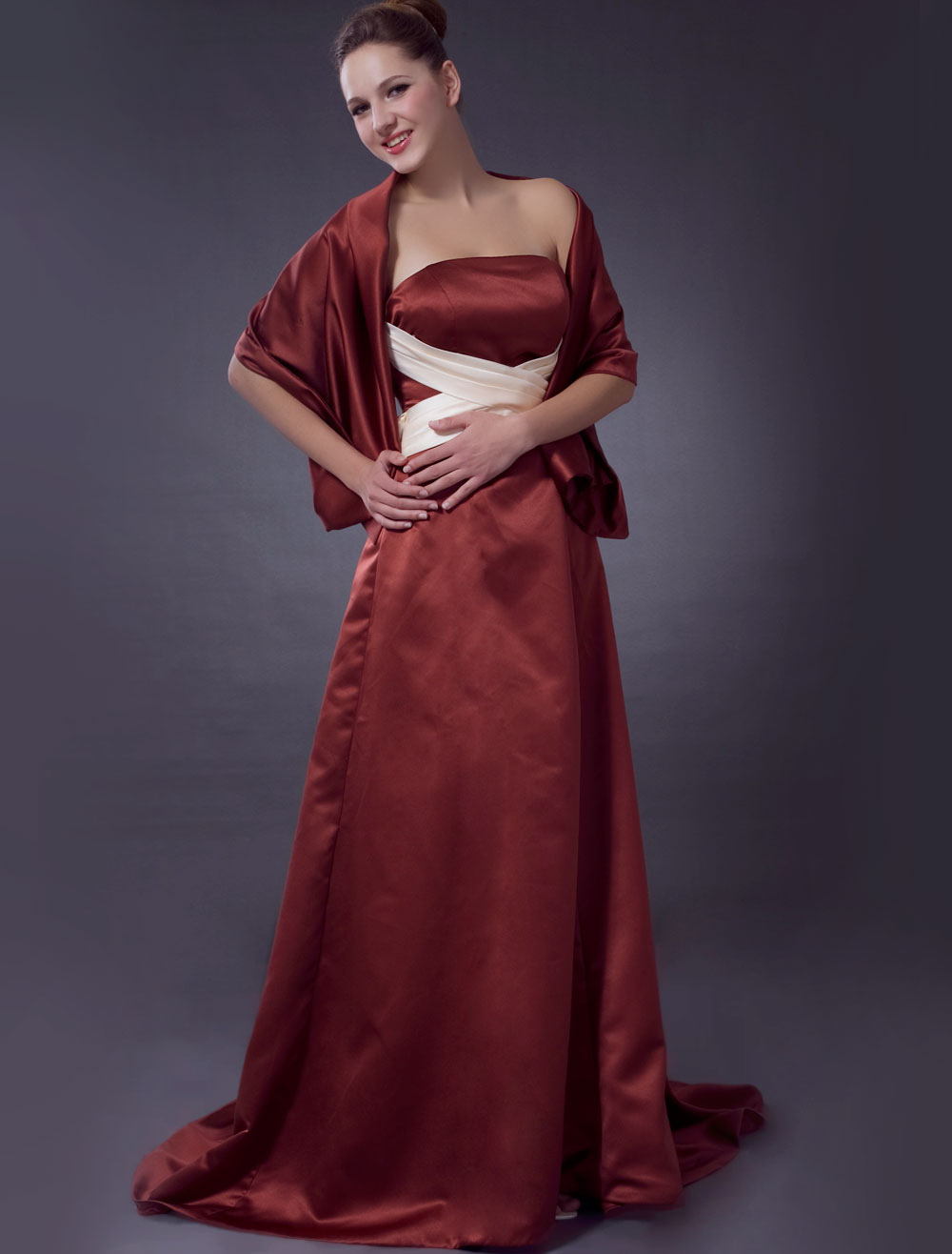 Elegant Sheath Strapless Sash Floor Length Evening Maxi Dress