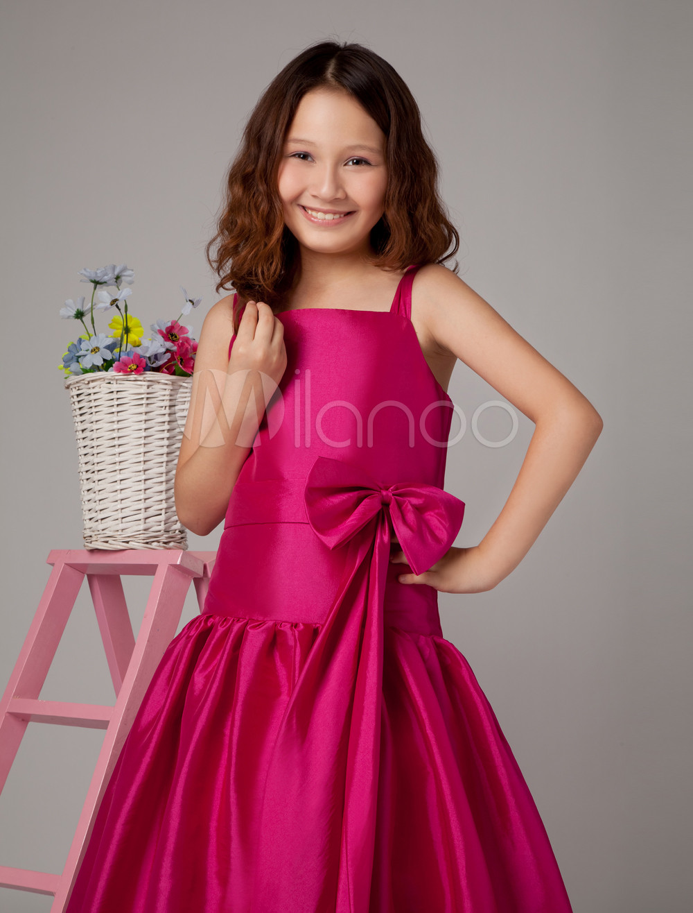 Flower Girl Dress Hot Pink Taffeta A Line Bow Toddler's Pageant Dress ...