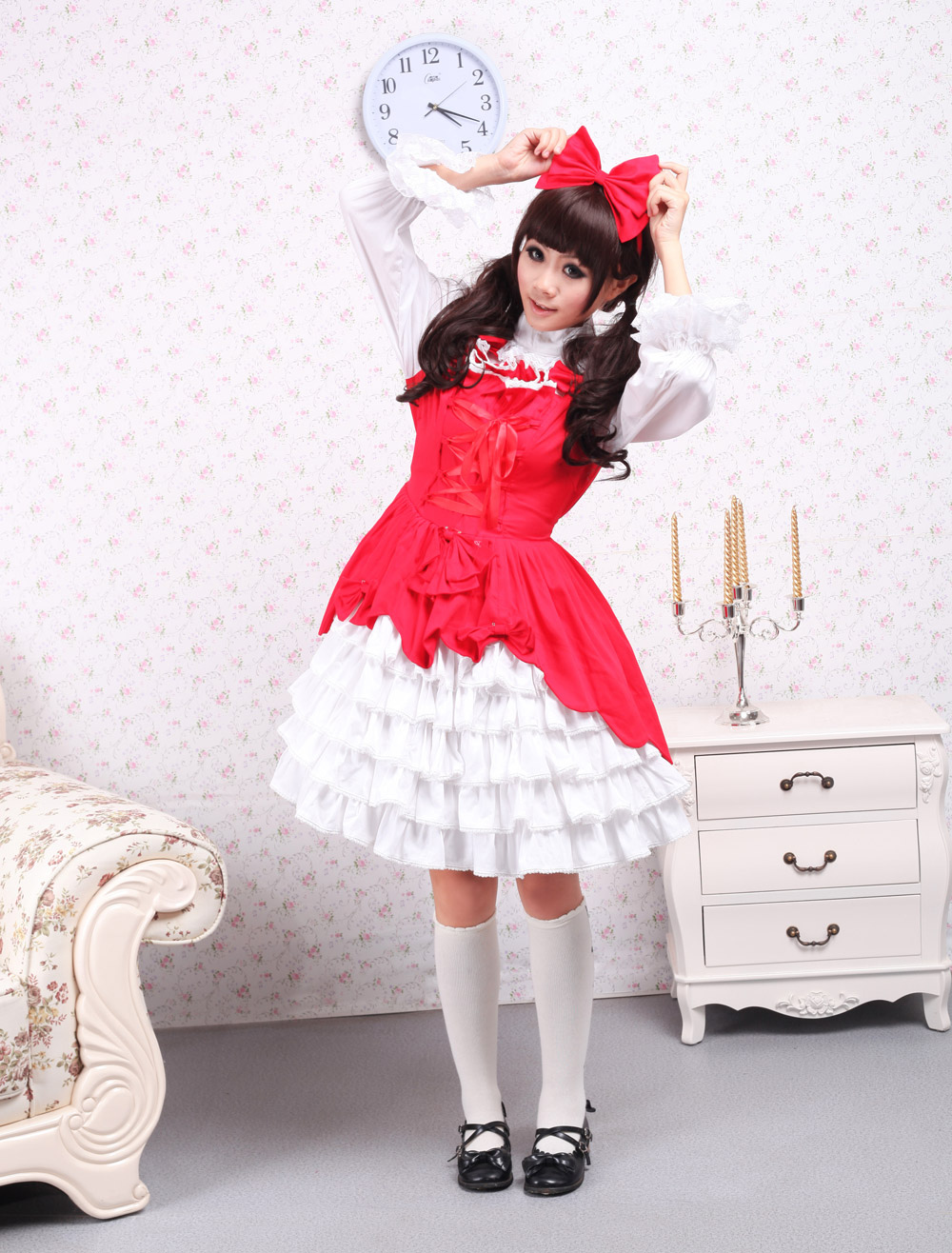 Cotton Red Ruffles Sweet Lolita Dress - Milanoo.com