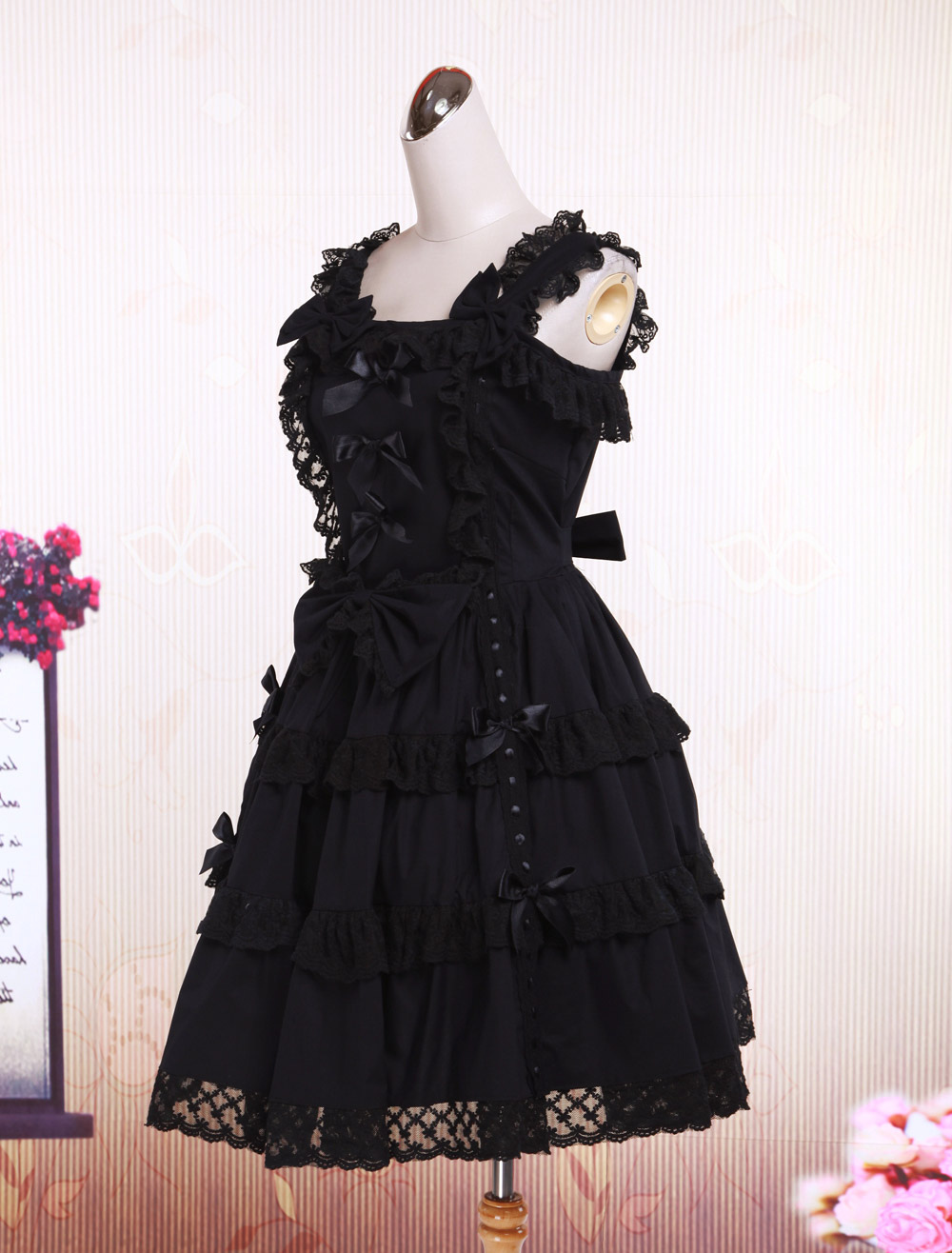 Cotton Black Sleeveless Gothic Lolita Dress - Milanoo.com Cotton Black Sleeveless Gothic Lolita Dress - Milanoo.com