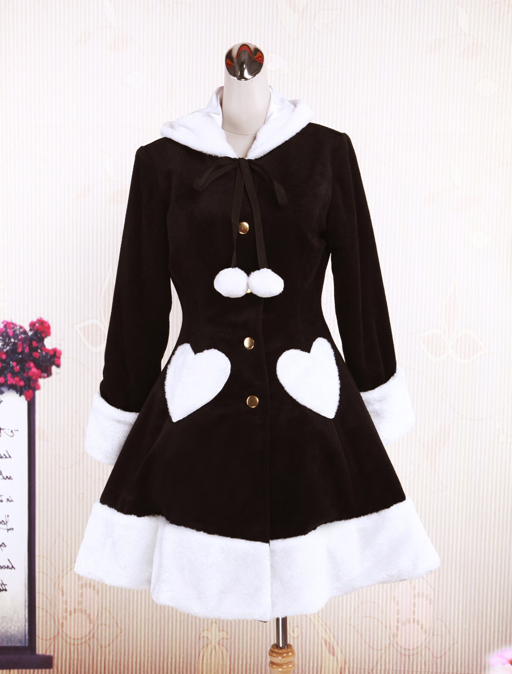 Black Wool Girls Lolita Overcoat - Milanoo.com