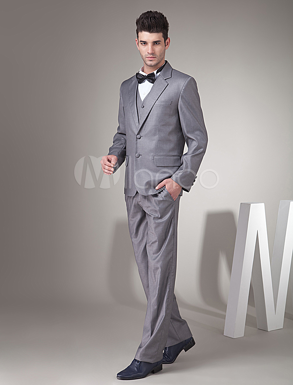 Gentle Two Buttons Groom Tuxedo - Milanoo.com
