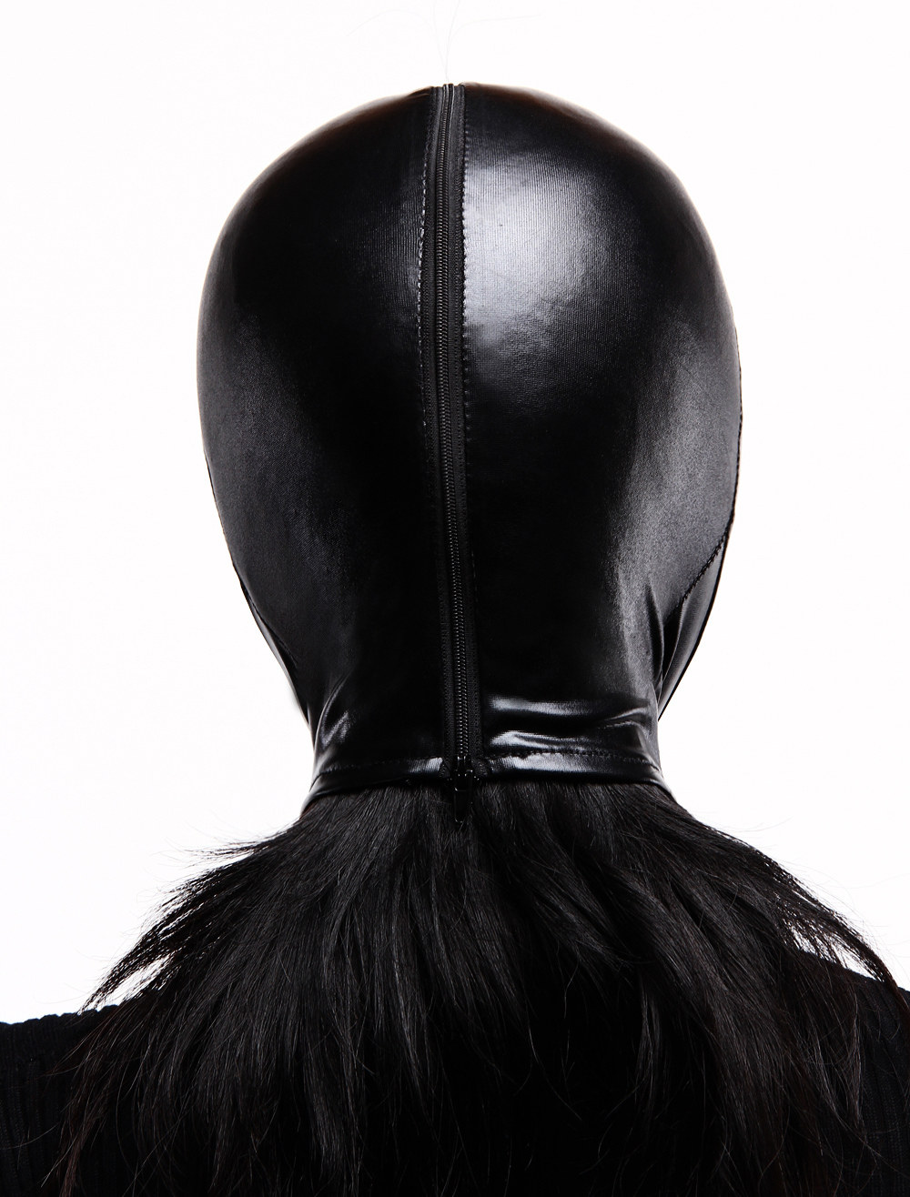 Halloween Black Shiny Metallic Hood with Eyes and Mouth Opened ...