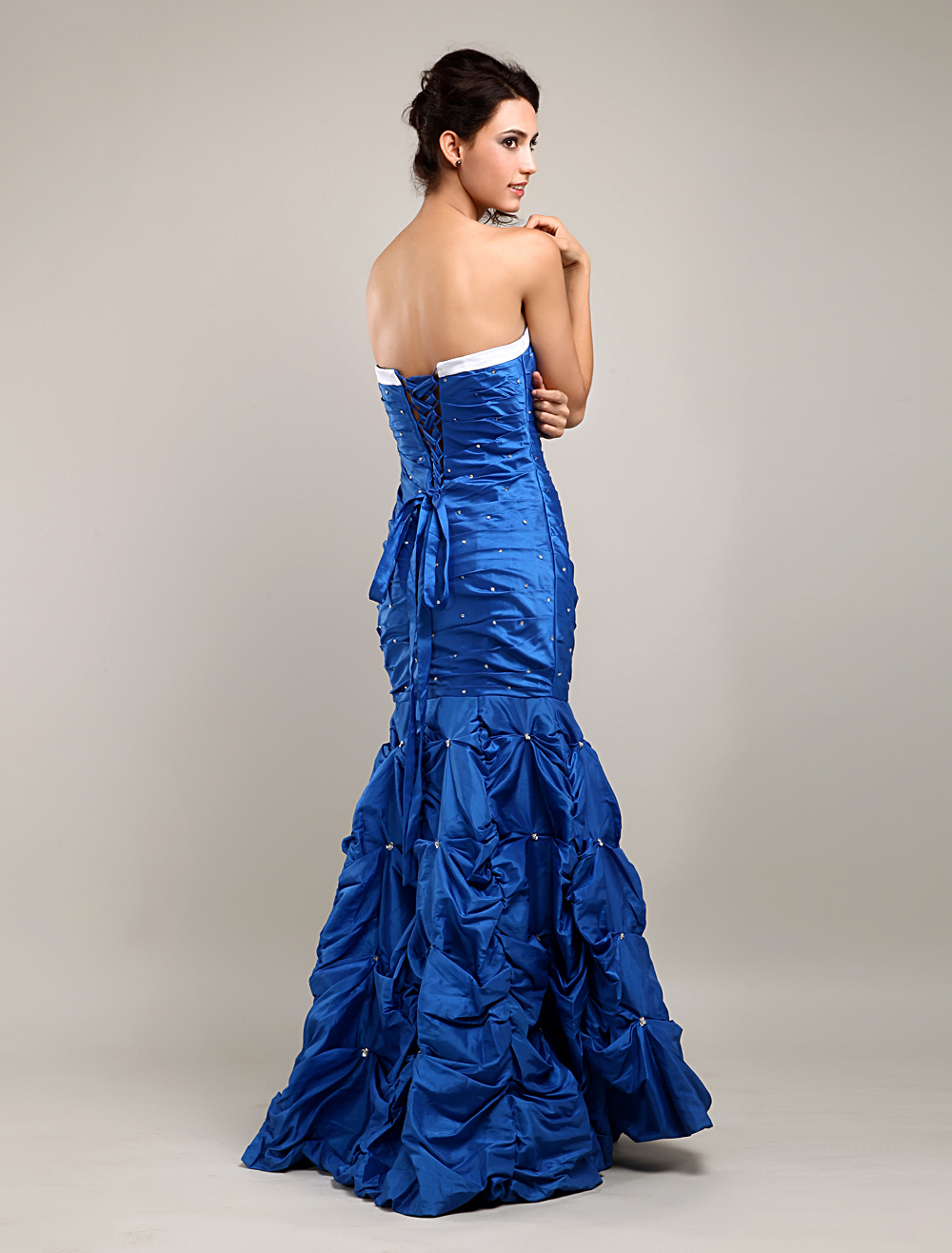 Deep Blue Strapless Mermaid Taffeta Prom Dress/Homecoming Dress ...