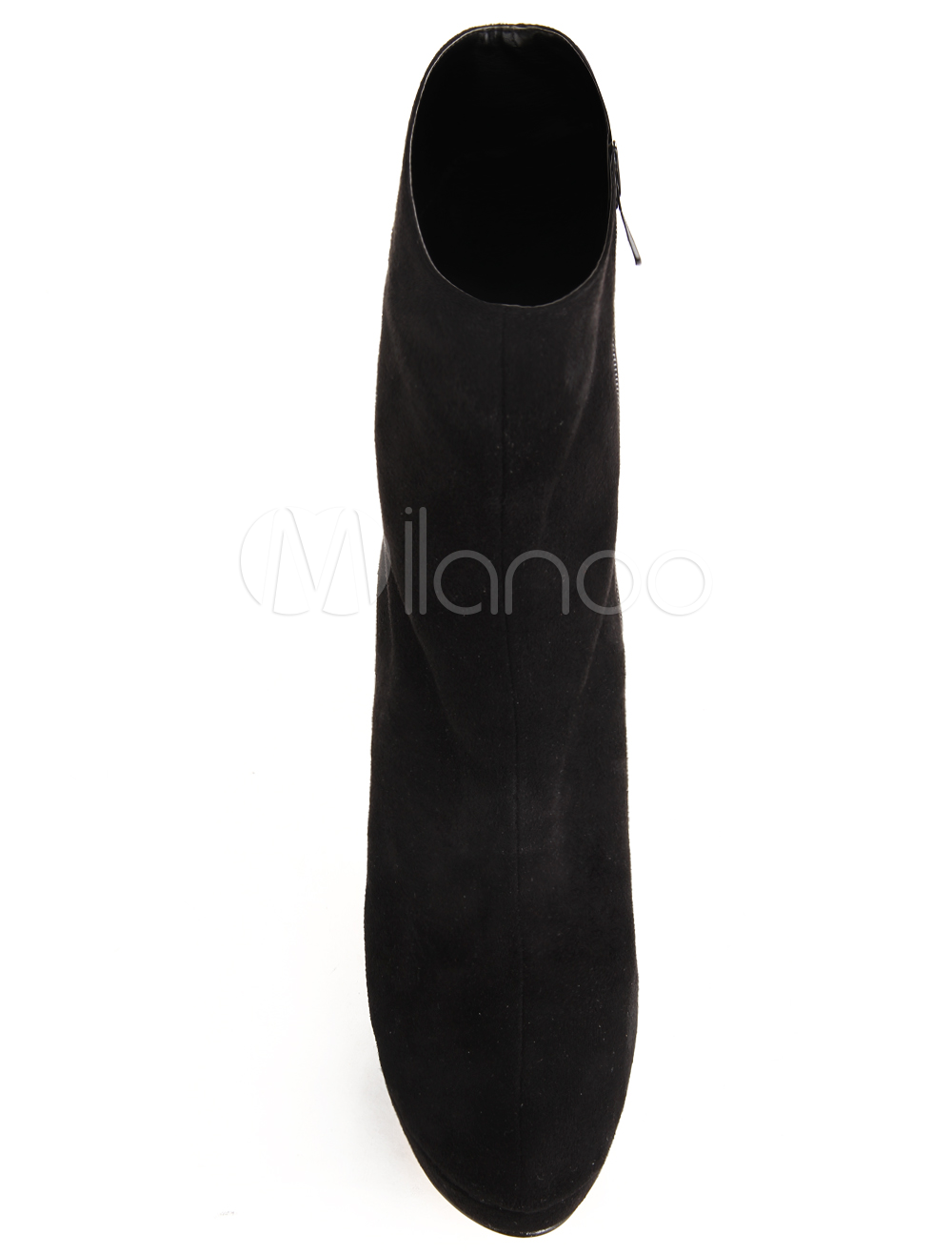 Black Round Toe Spikes Micro Suede Sexy Woman's Mid Calf Boots ...