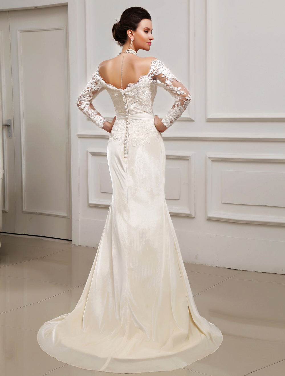 Ivory Bridal Wedding Dress with Applique Milanoo - Milanoo.com
