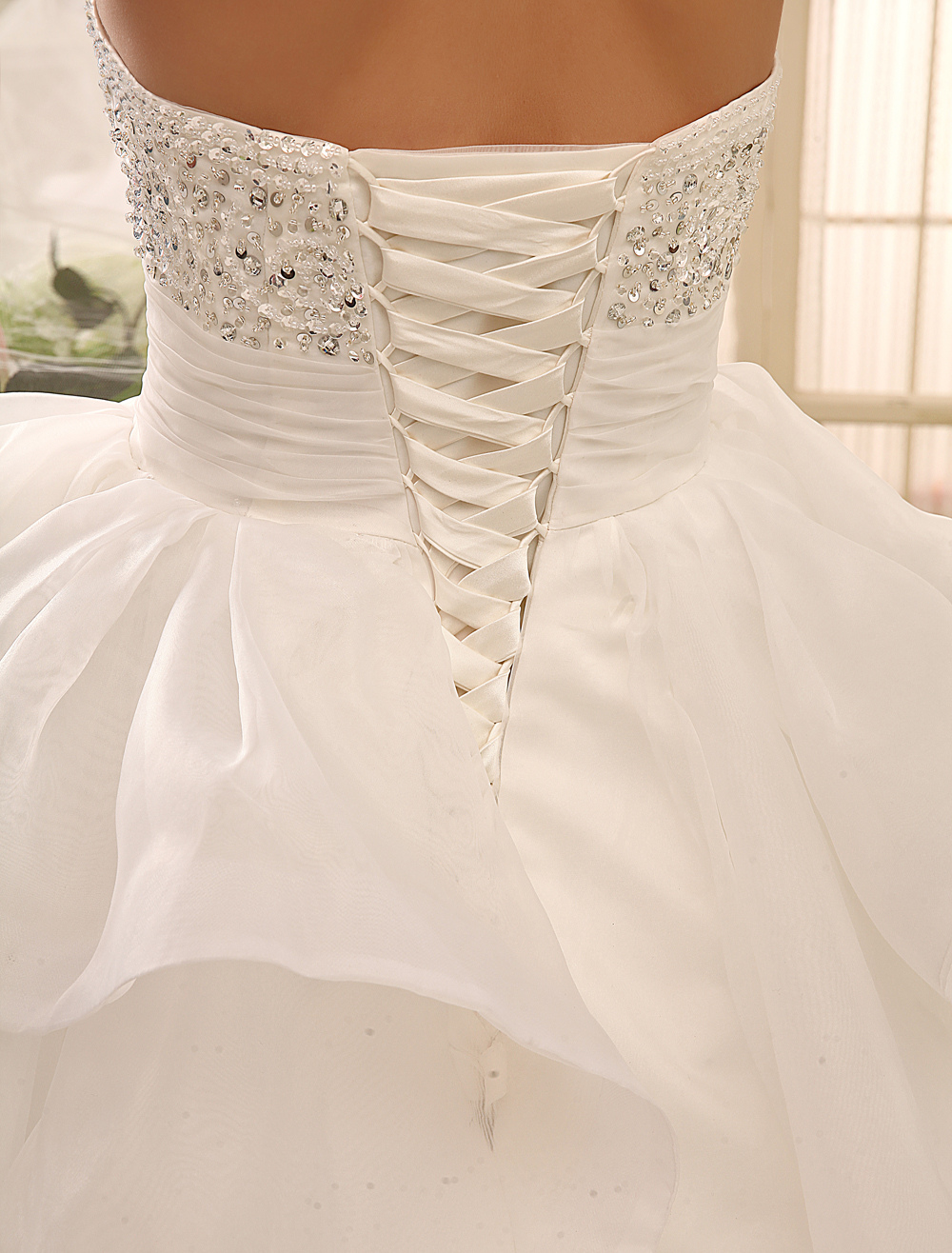 Ball Gown Beading Chapel Train Ivory Brides Wedding Dress with ...