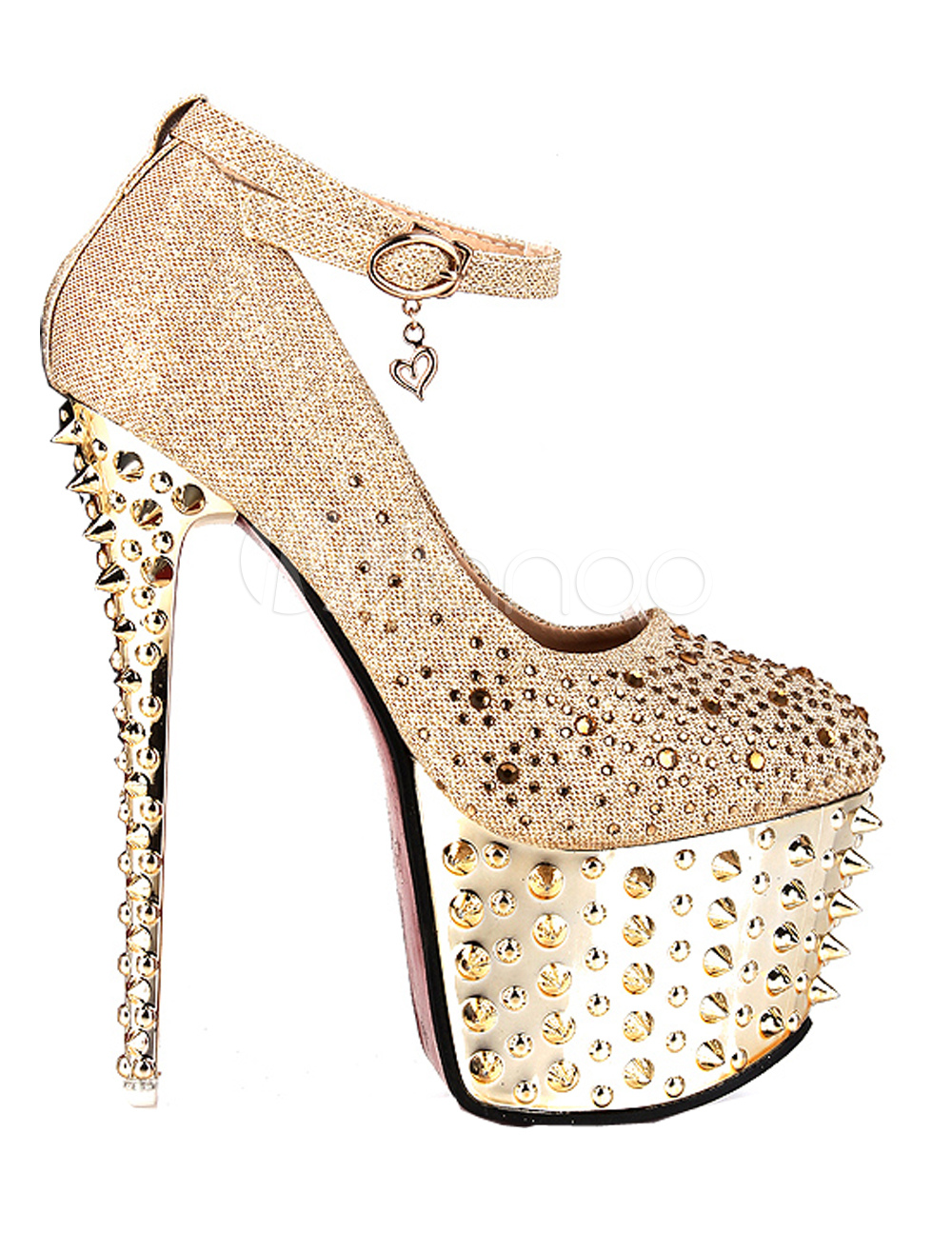 Stiletto Heel Spikes Faux Leather Attractive Platform Pumps For Woman ...