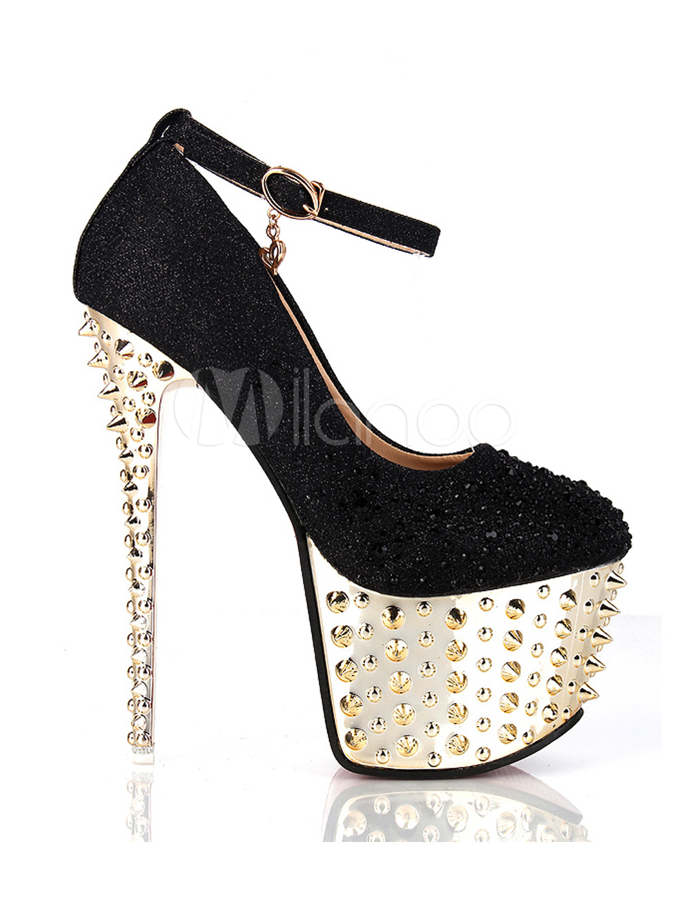 Stiletto Heel Spikes Faux Leather Attractive Platform Pumps For Woman ...