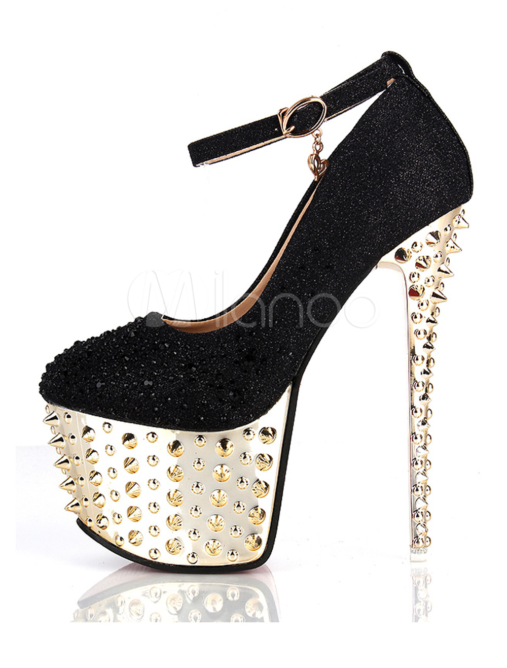 Stiletto Heel Spikes Faux Leather Attractive Platform Pumps For Woman ...