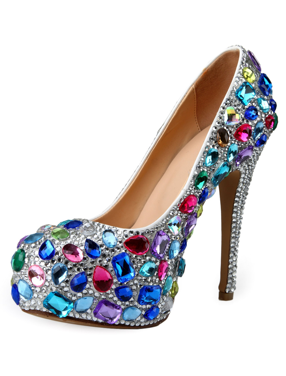 Sexy Multi Color Stiletto Heel Patent PU Round Toe High Heels For Woman ...