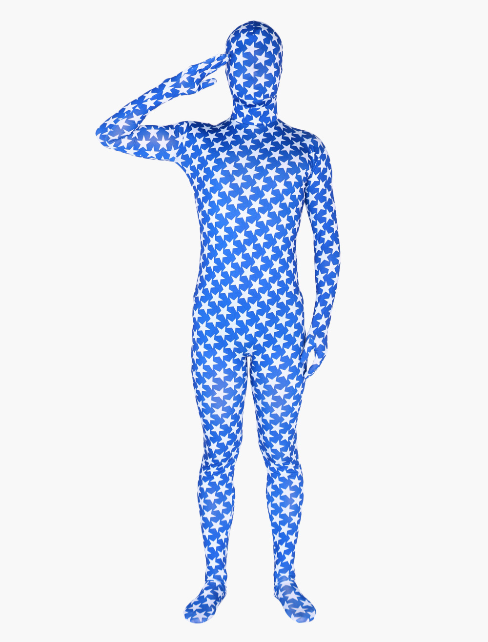 Morph Suit Blue Stars Pattern Zentai Suit Full Body Lycra Spandex ...