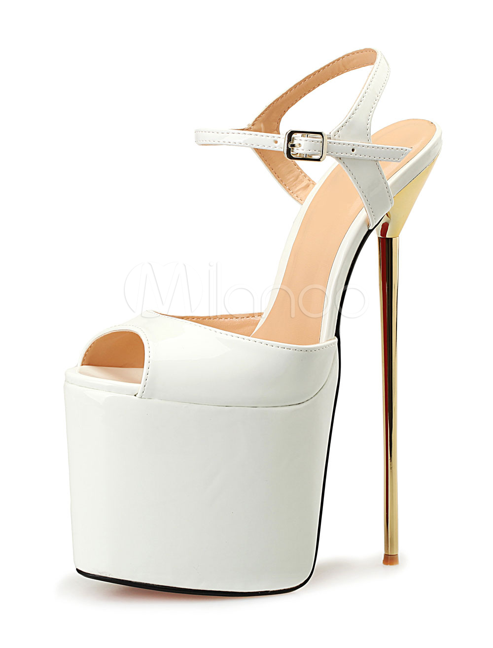 Red Sexy Platforms High Heel Women's Peep Toe Strap Adjustable Plating ...