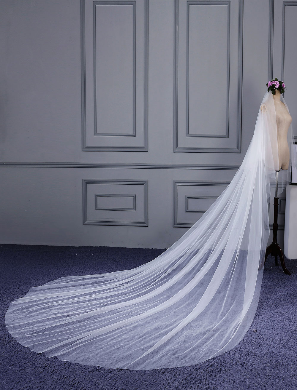 Velo da Sposa avorio in tulle doppio-strato velo òrlo tagliato chiesa ...