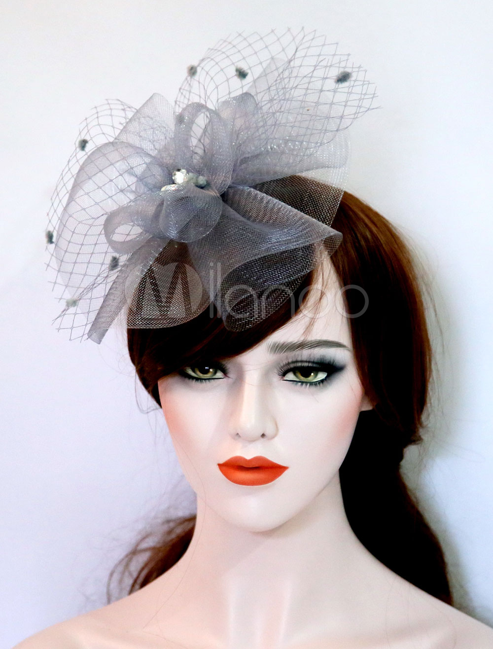 Grau Fascinator Hut Hochzeit Tulle Royal Vintage Braut Kopfschmuck mit ...