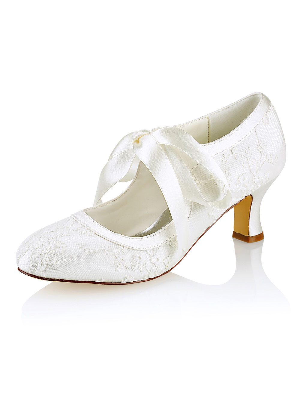 Vintage Wedding Shoes Ivory Round Toe Mary Jane Shoes Silk Bridal Shoes ...