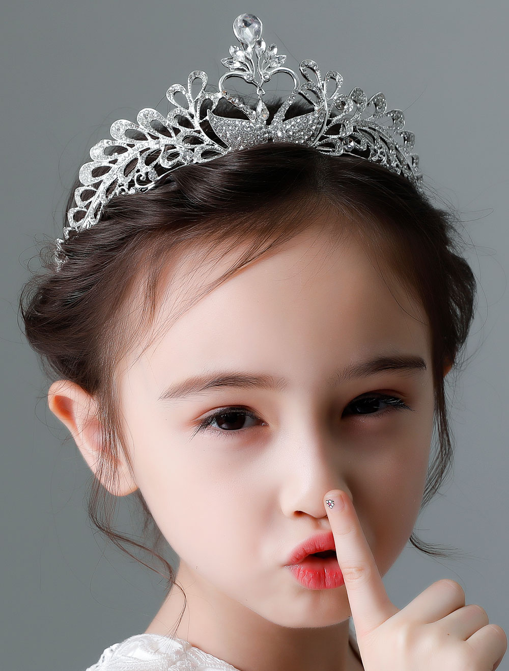 Silver Tiara Flower Girl Crown Swan Little Girls Hair Accessories Kids ...