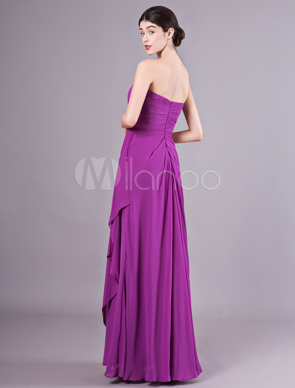 Magenta Mother Of Bride Dress A Line Side Draping Chiffon Floor Length ...