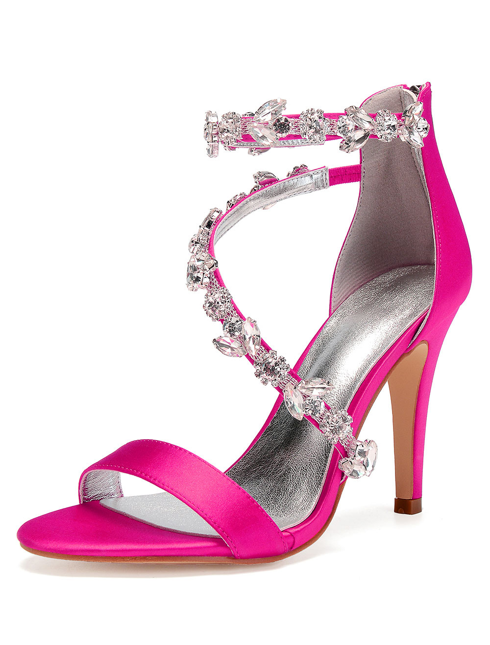 Women's Rhinestone Strap Wedding Shoes Heeled Bridal Sandals - Milanoo.com