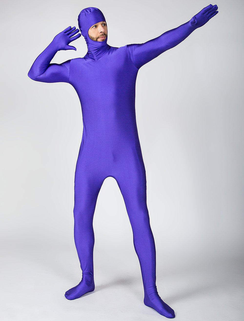 Morph Suit Purple Lycra Spandex Fabric Catsuit with Face Opened Men's ...