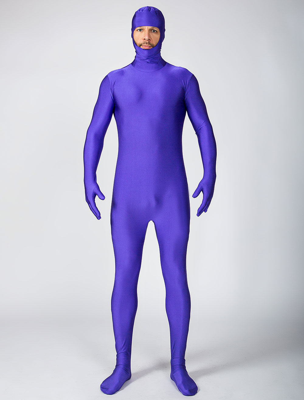 Morph Suit Purple Lycra Spandex Fabric Catsuit with Face Opened Men's ...