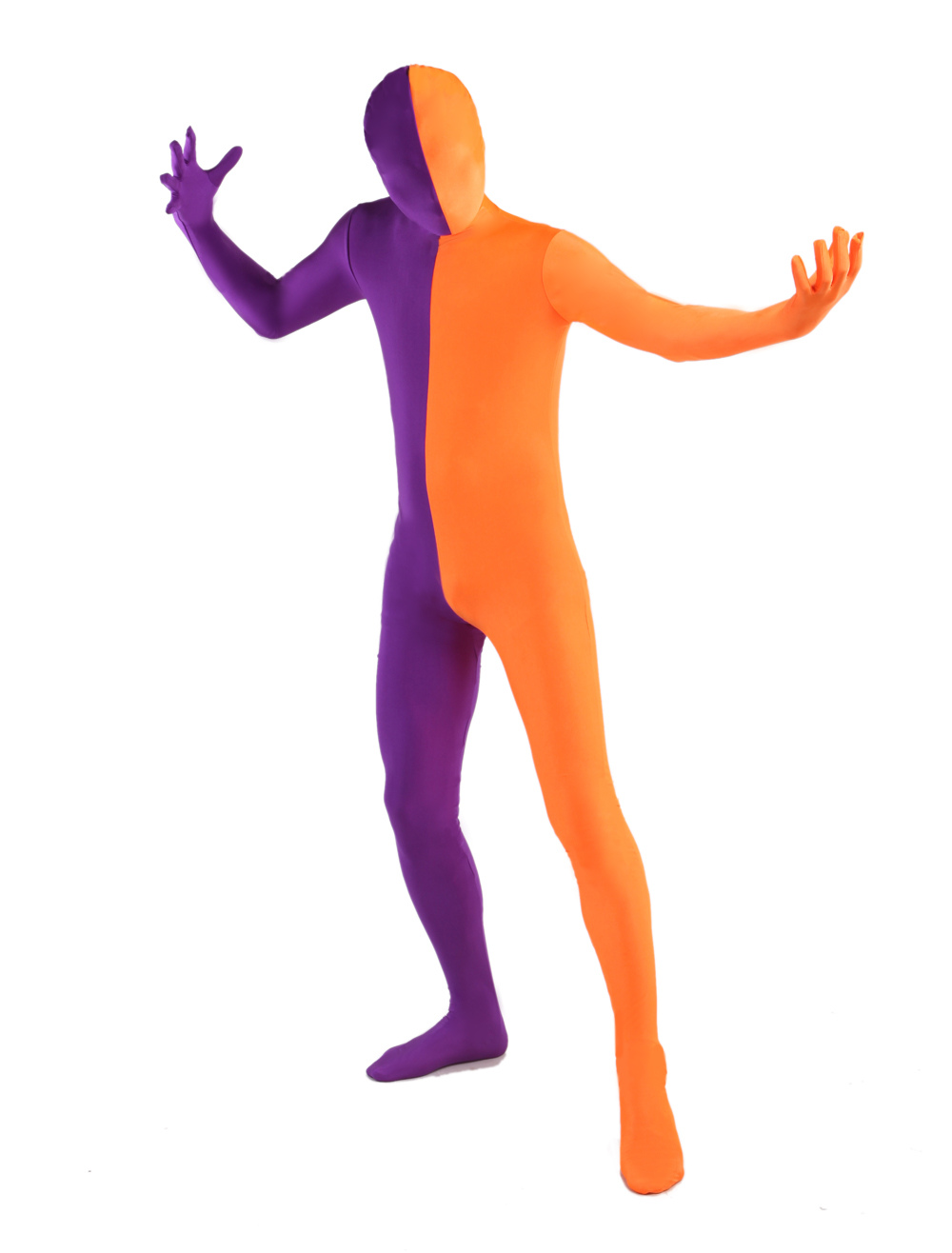 Morph Suit Orange Purple Lycra Spandex Full Body Zentai Suit Halloween ...