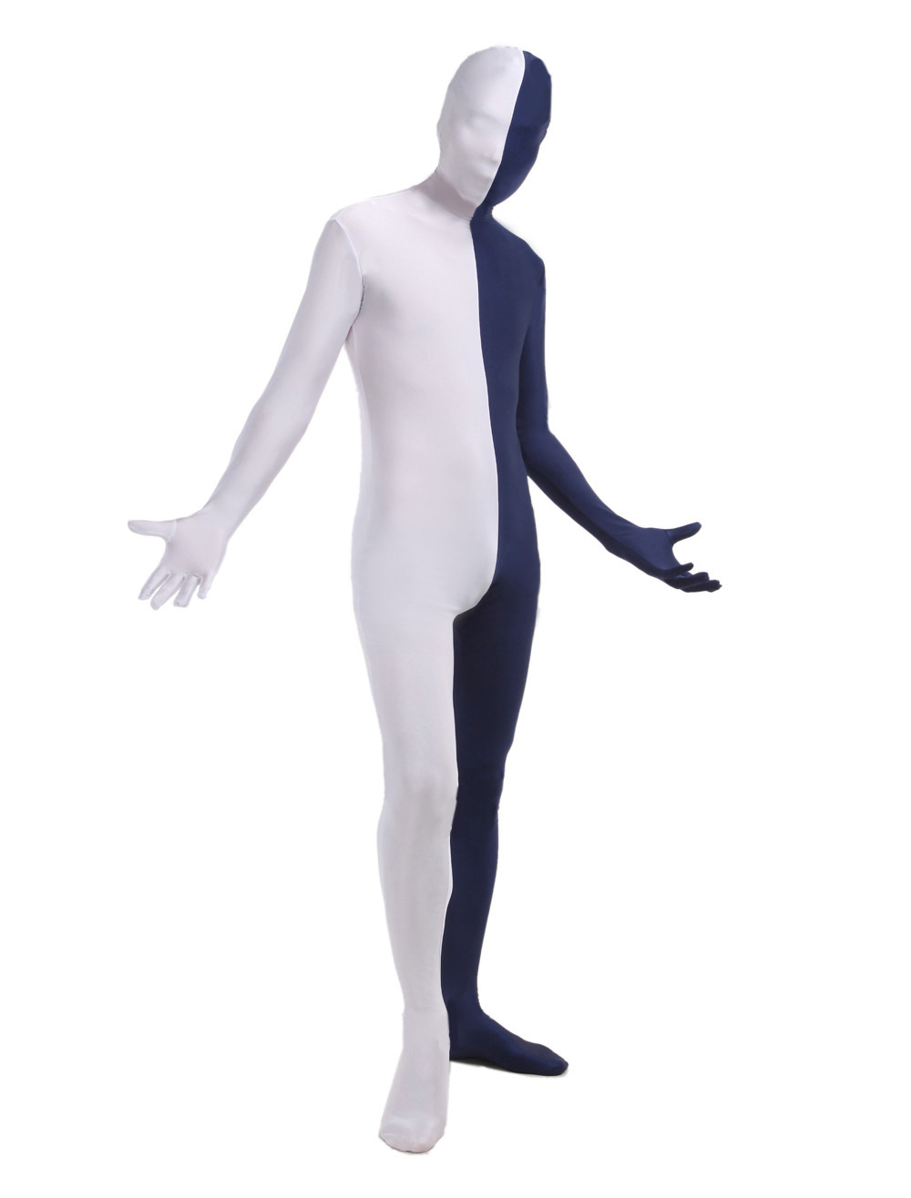 Morph Suit White and Navy Lycra Spandex Zentai Suit Unisex Full Body ...