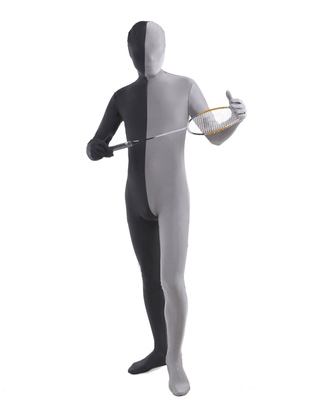 Morph Suit Black and Grey Lycra Spandex Fabric Zentai Suit Unisex Full ...