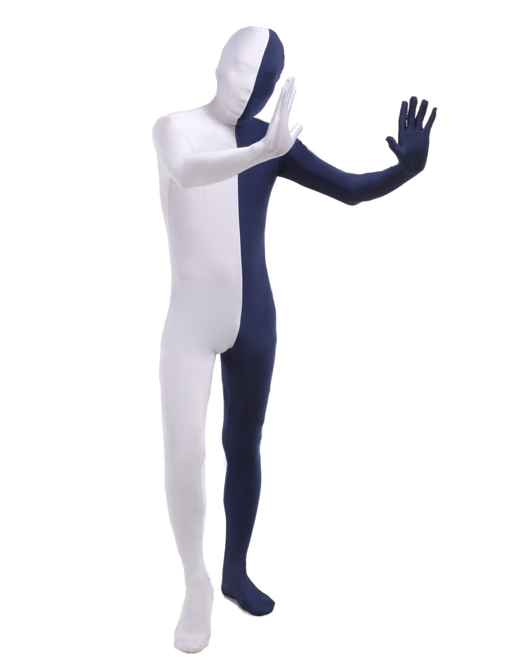Morph Suit White and Navy Lycra Spandex Zentai Suit Unisex Full Body ...