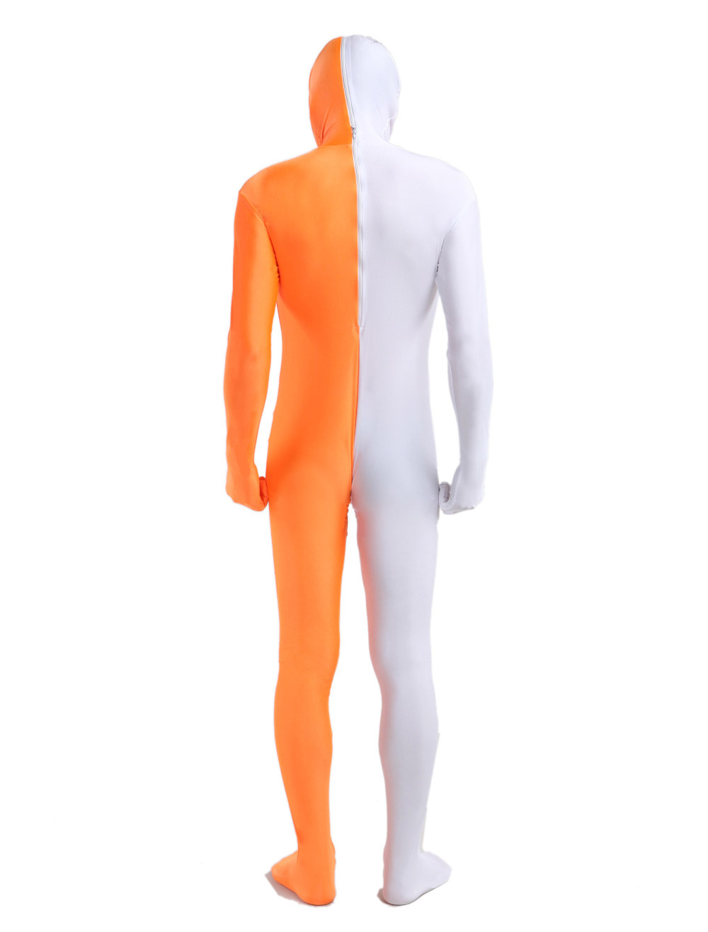 Morph Suit White and Orange Lycra Spandex Zentai Suit Unisex Full Body ...