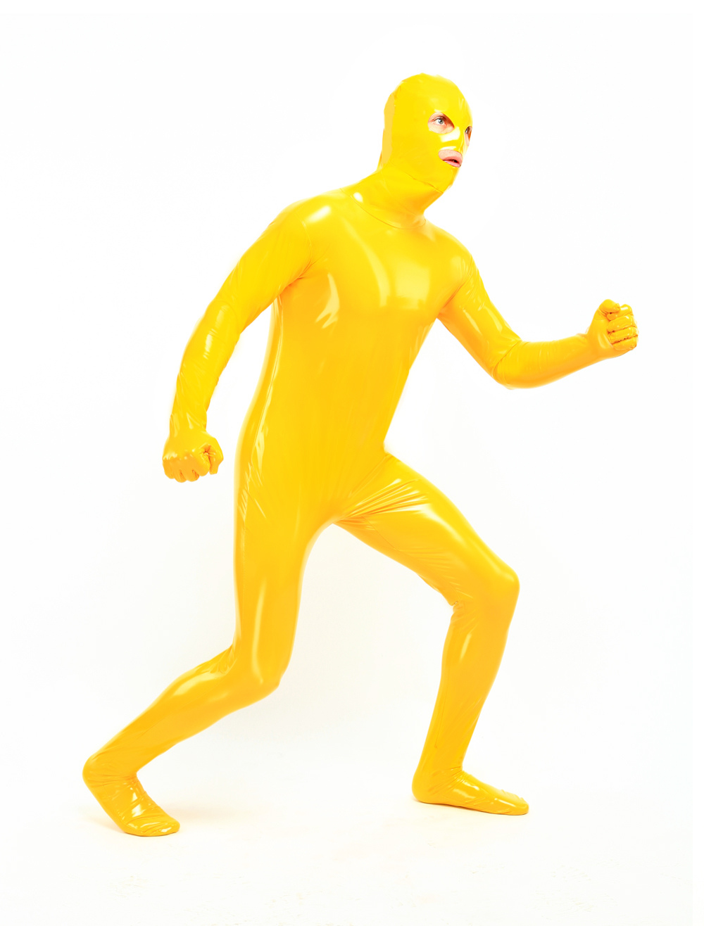 Morph Suit Yellow Unisex Open Mouth And Eyes Designed PVC BodySuit ...