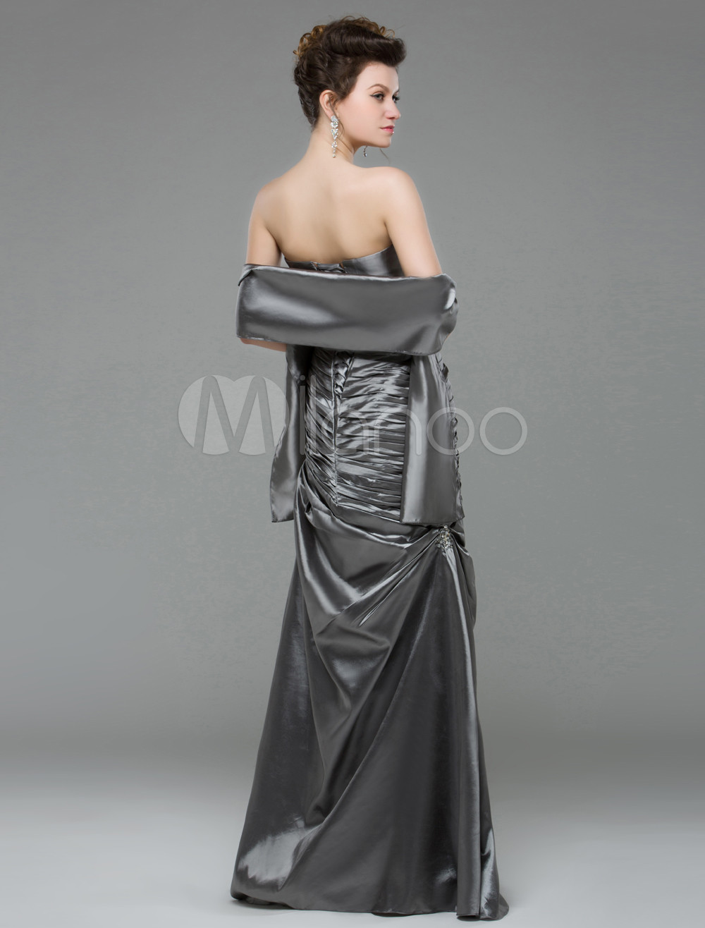 Mermaid Silver Beading Strapless Floor-Length Prom Dress - Milanoo.com