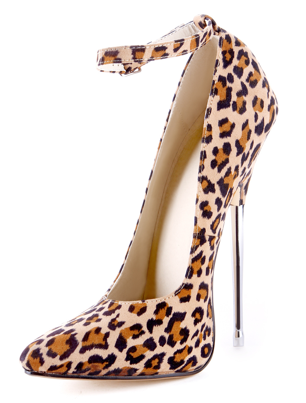Apricot Leopard Print Pointed Toe Cloth Stilettos - Milanoo.com
