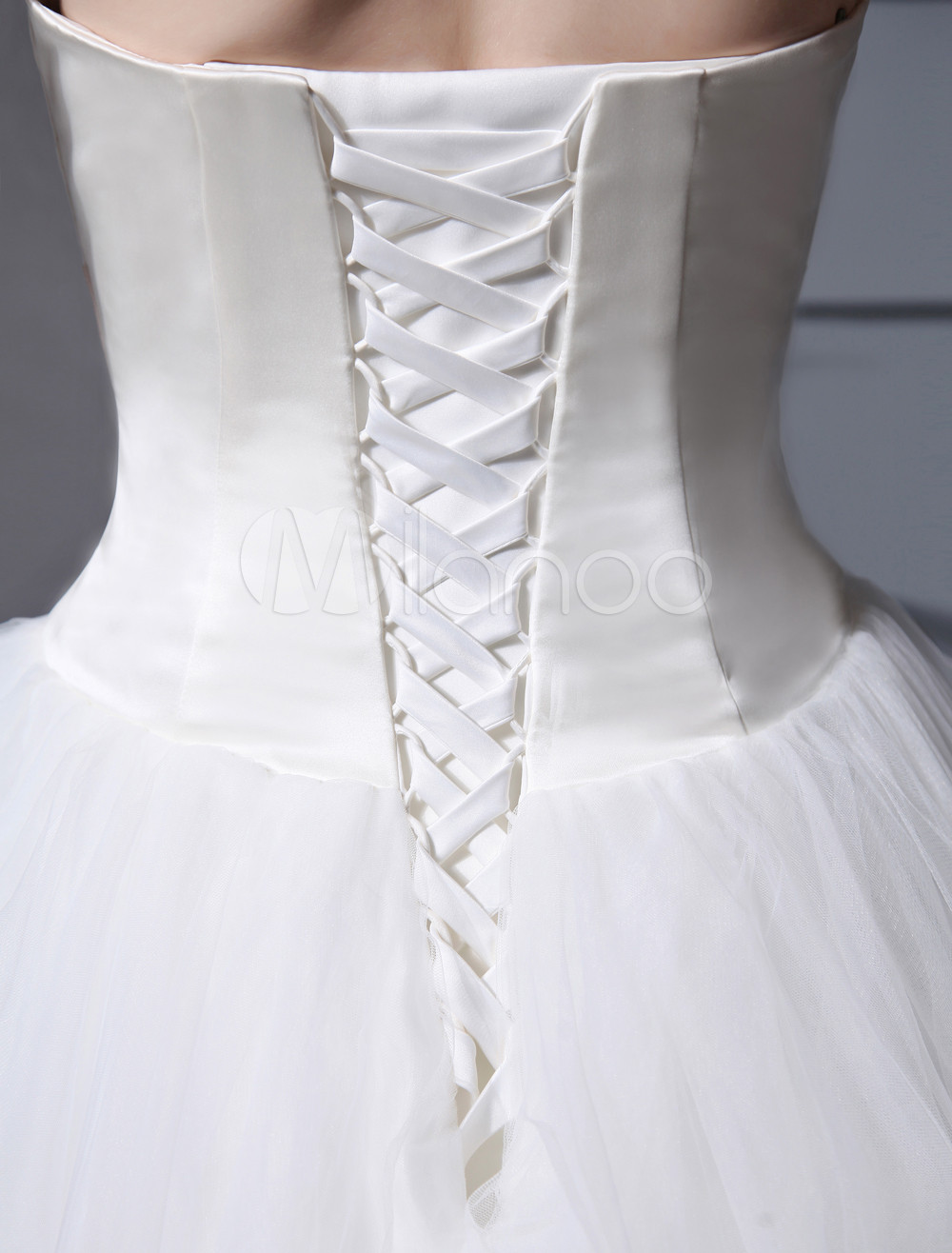 White Ball Gown Sweetheart Neck Sash Beading Satin Bridal Wedding Gown
