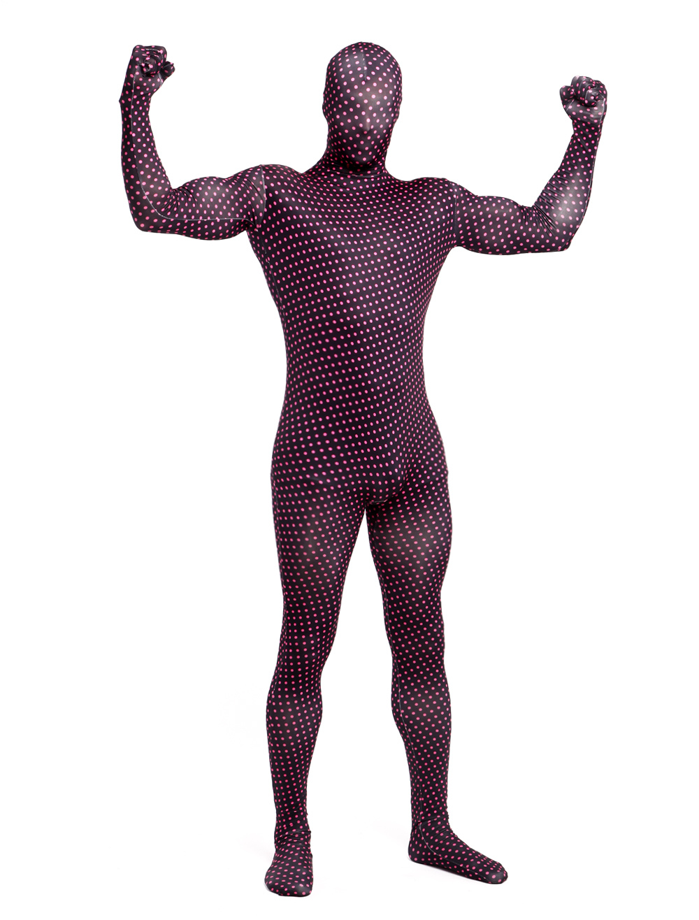 Morph Suit Pink Polka Dot Zentai Suit Black Full Body Lycra Spandex ...