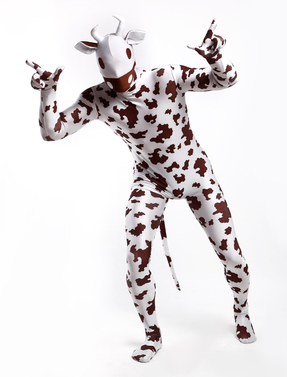 Morph Suit Cow Style Zentai Suit Coffee Brown Full Body Lycra Spandex ...