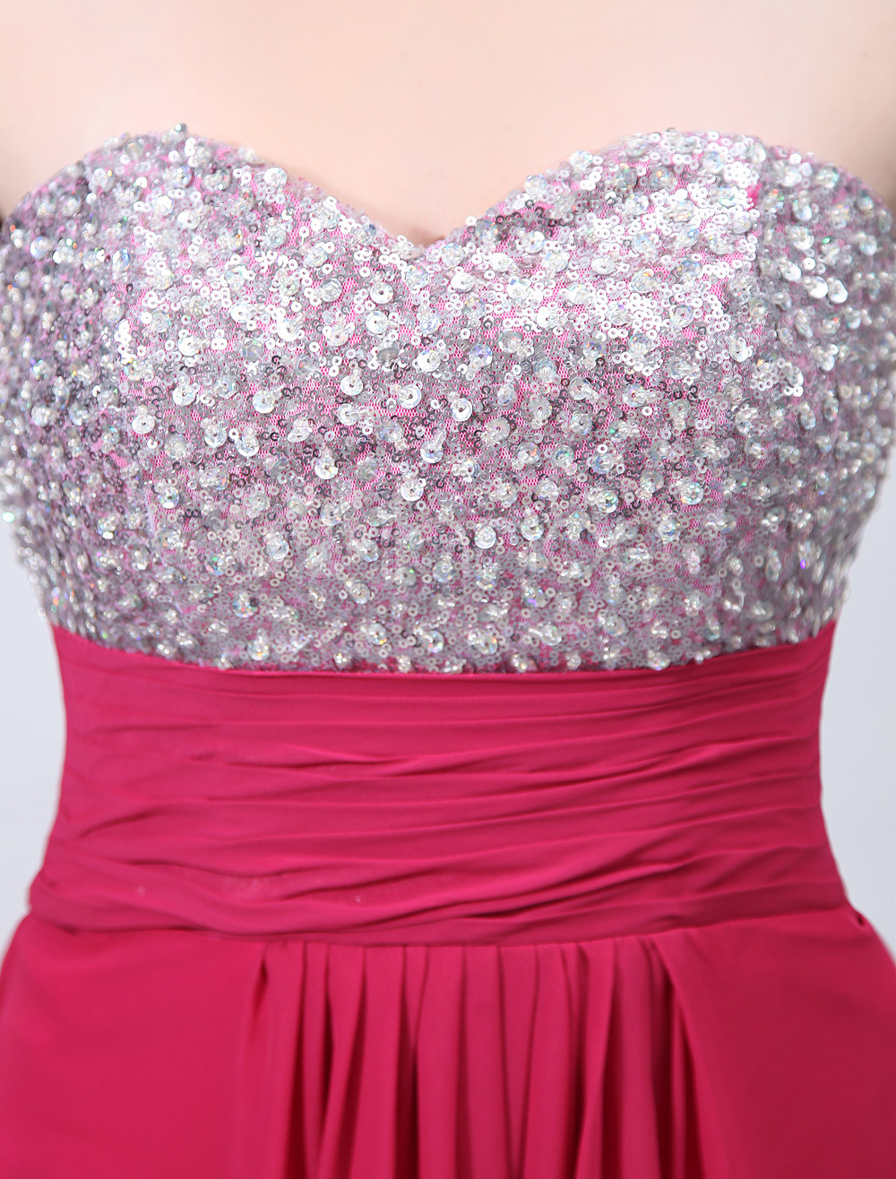 Glamour Sweetheart Neck Sleeveless Sequin A-line Chiffon Prom Dress ...