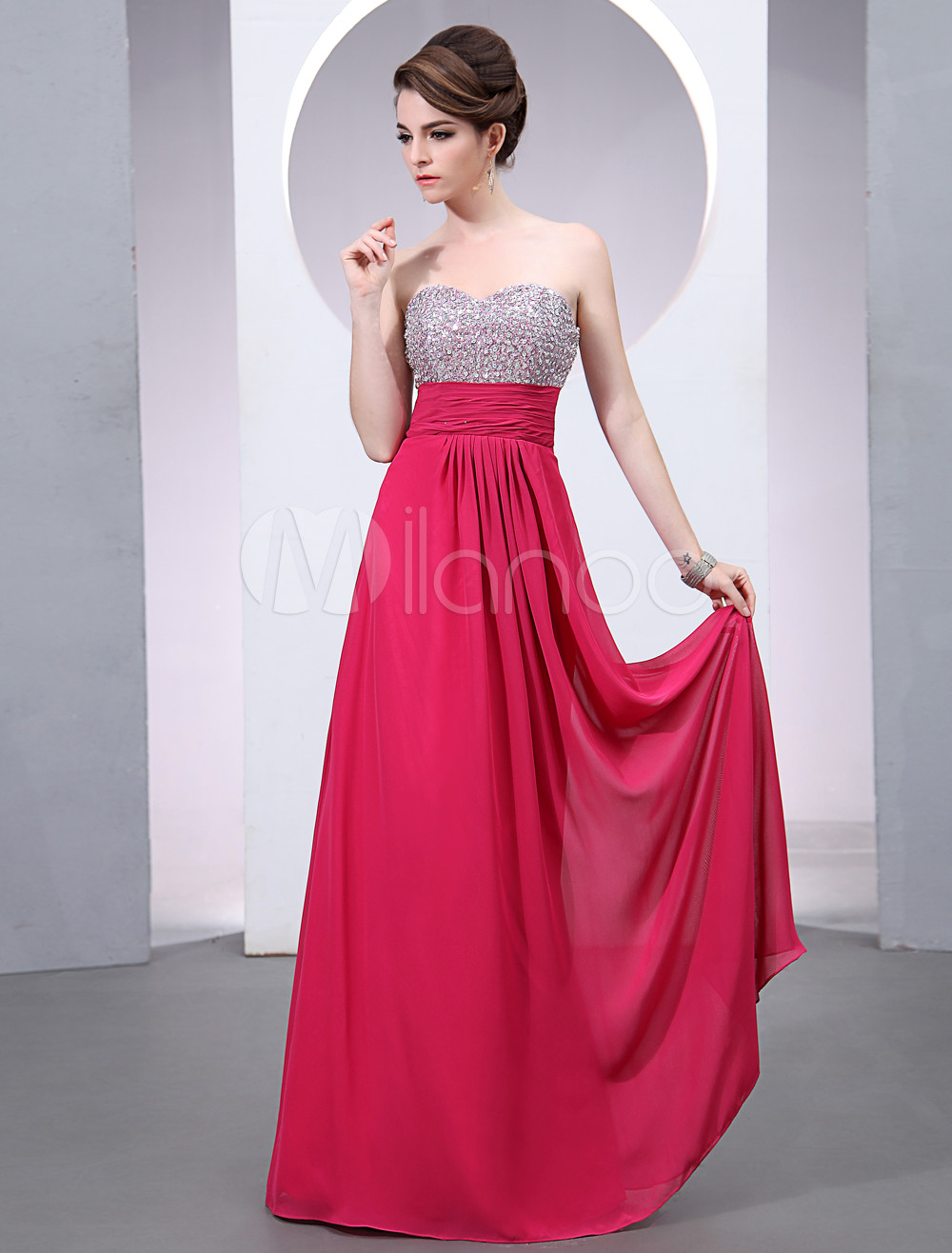 Glamour Sweetheart Neck Sleeveless Sequin A-line Chiffon Prom Dress ...