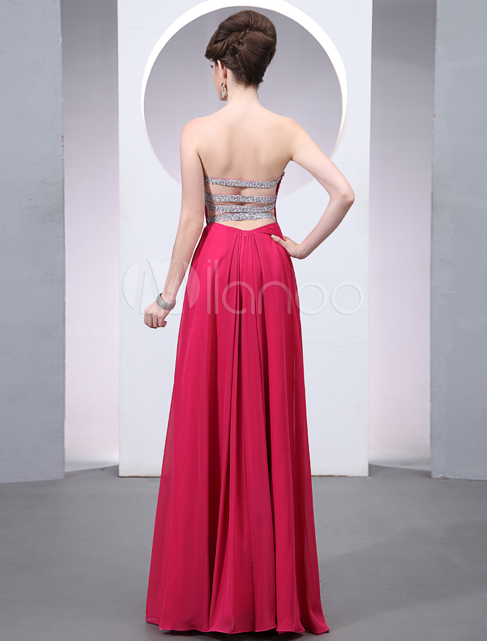 Glamour Sweetheart Neck Sleeveless Sequin A-line Chiffon Prom Dress ...