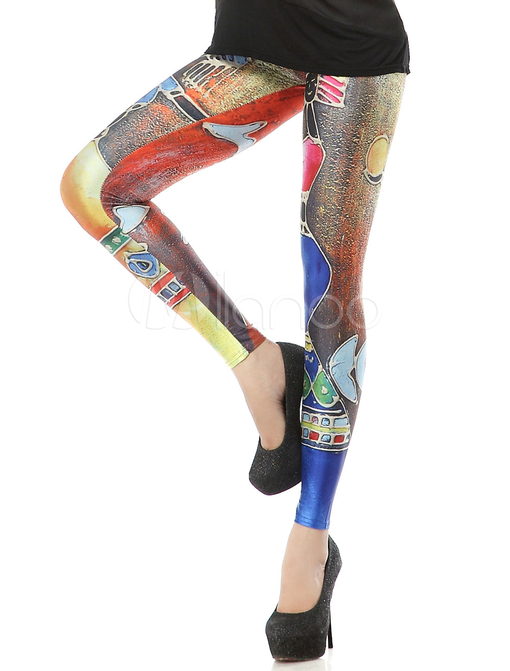 Comfortable Multi Color Anime Characters Print Leggings - Milanoo.com