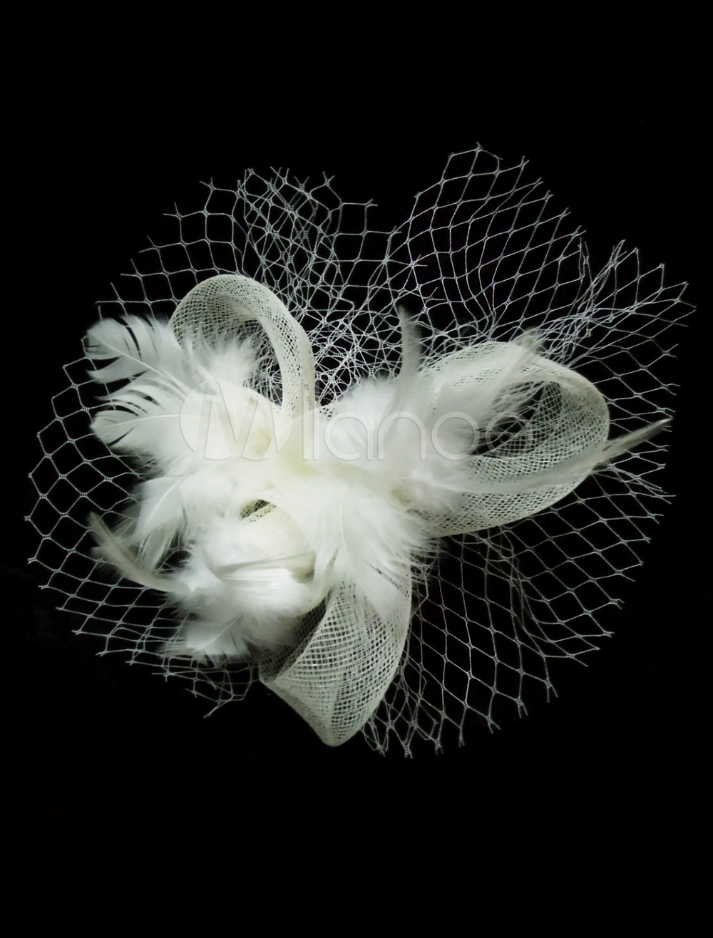 Pretty Feather Mesh White Bridal Head Flower - Milanoo.com