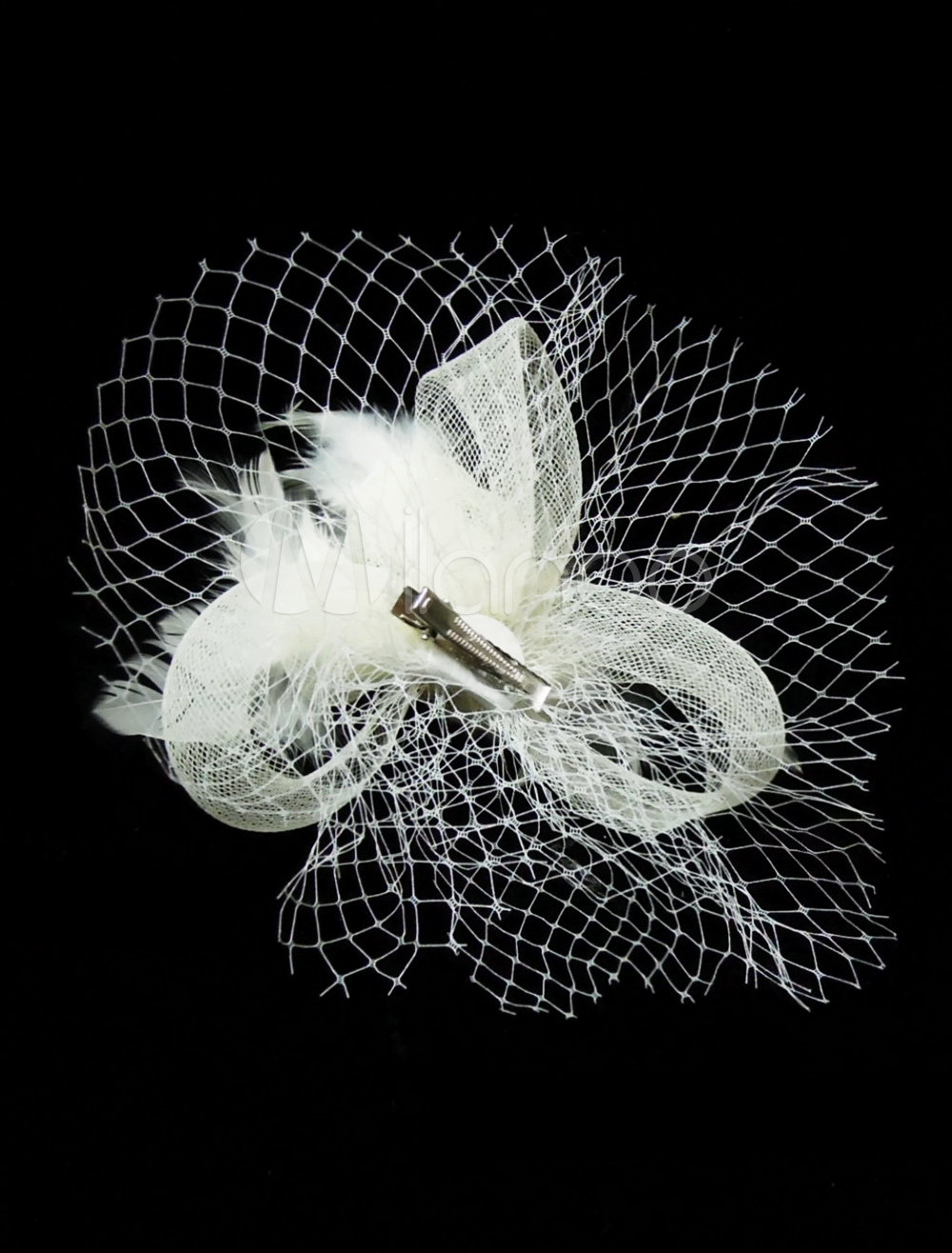 Pretty Feather Mesh White Bridal Head Flower - Milanoo.com