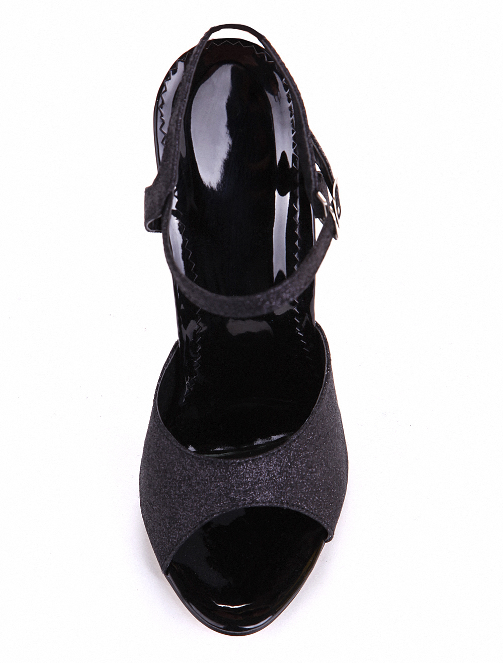 Black Sequined Cloth Buttons Peep Toe Womens Sexy Sandals - Milanoo.com