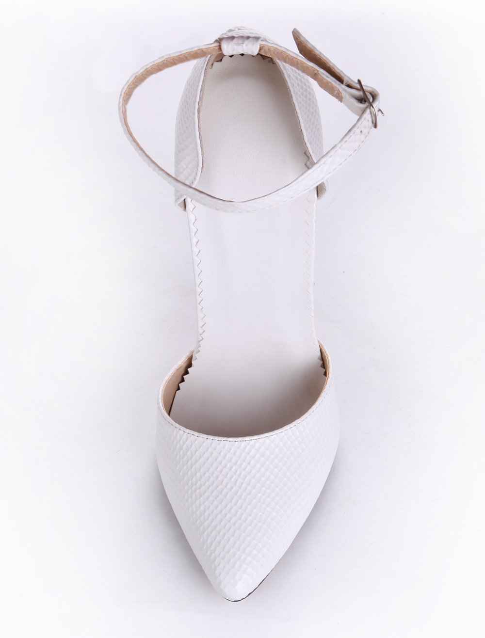 White Leather Pointed Toe Ankle Strap Sexy Pumps - Milanoo.com