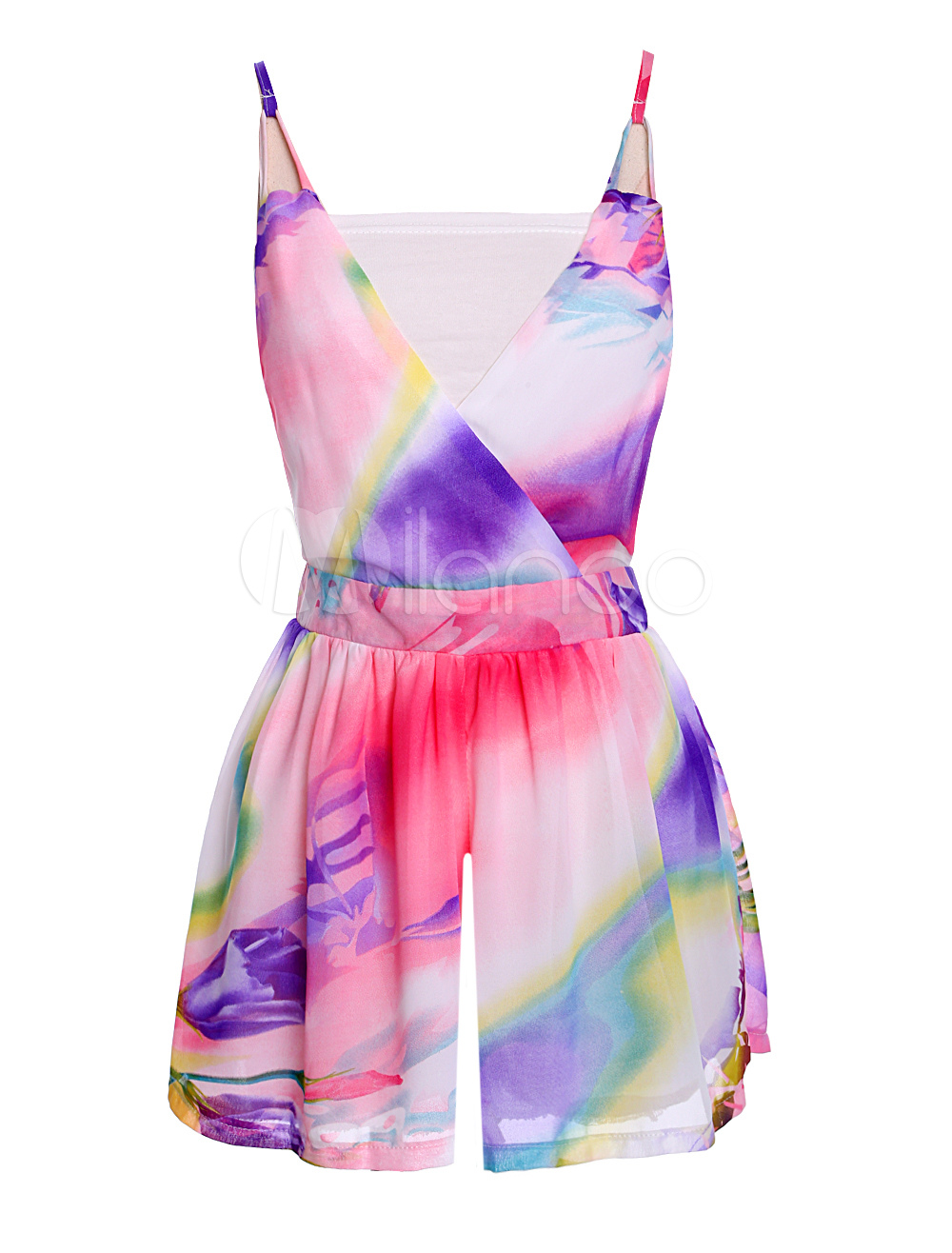 Multi Color Tie Dye Chiffon Unique Fashion Romper For Ladies