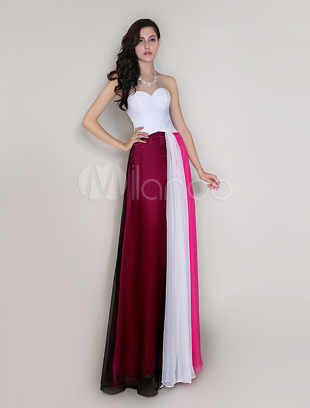 Chiffon A-line Prom Dress With Sweetheart Neck Sleeveless Peplum ...