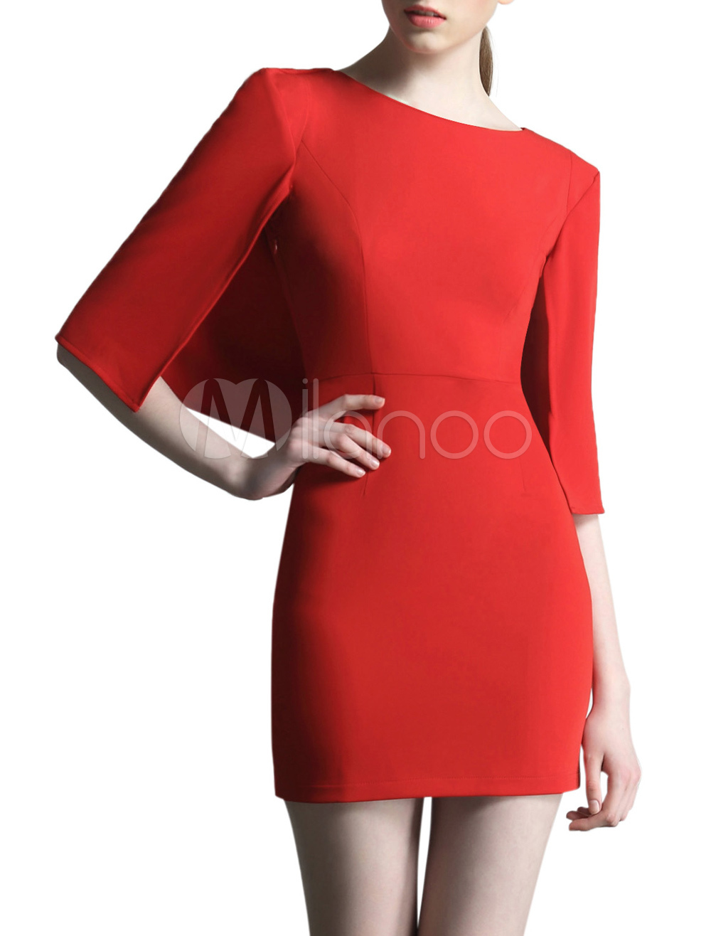 Sexy British Style Red Shaping Women's Short Dress With Poncho ...