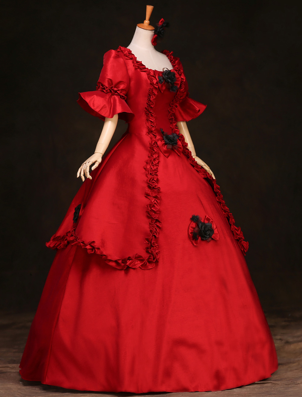 Victorian Dress Costume French Princess Ruffles Red Ball Gown Half victorian-dress-costume-french-princess-ruffles-red-ball-gown-half